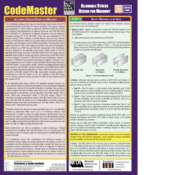 CodeMaster Allowable Stress Design for Masonry (2015 IBC)